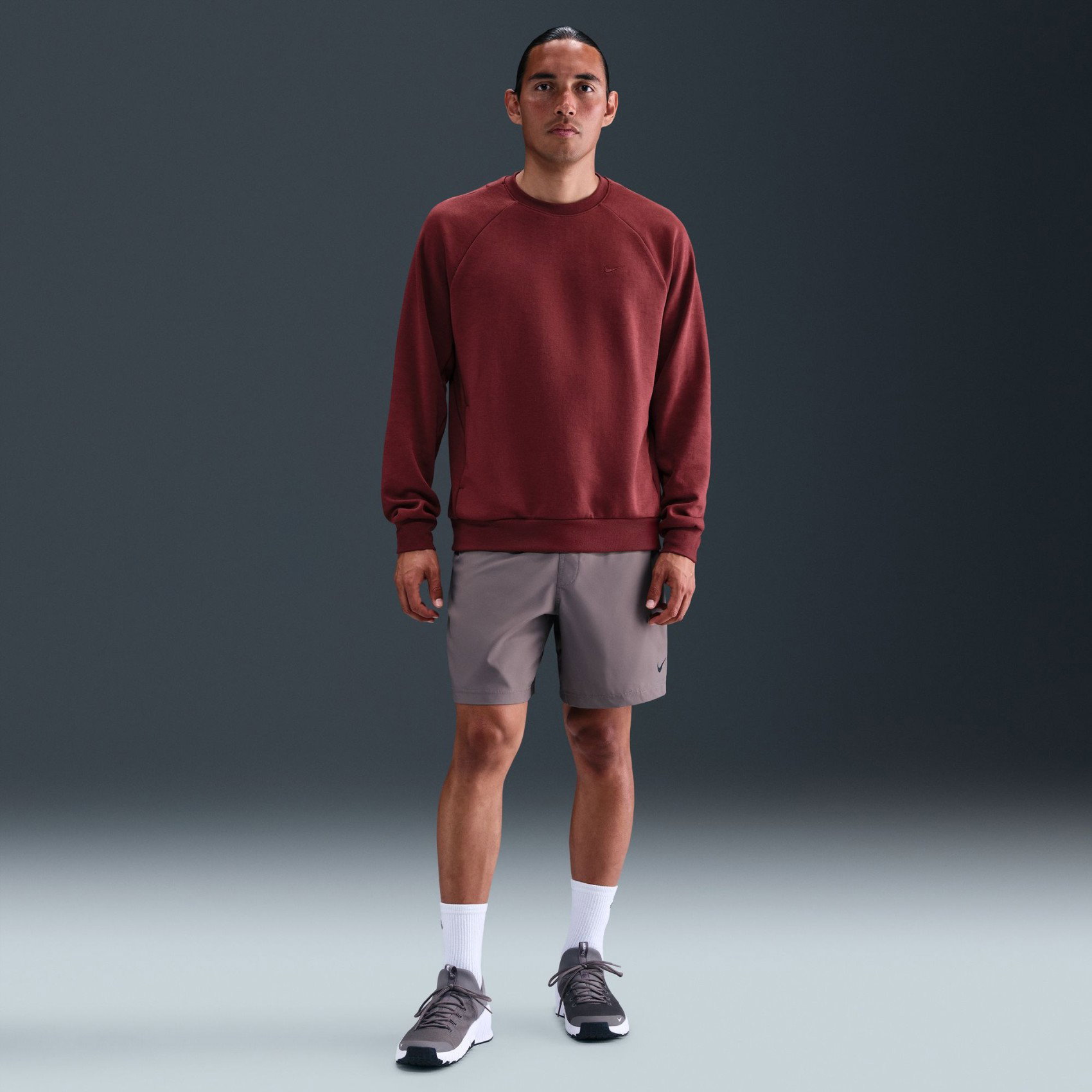 Nike Dri-FIT UV Primary LS Crew Erkek Bordo Sweatshirt FZ0971-619