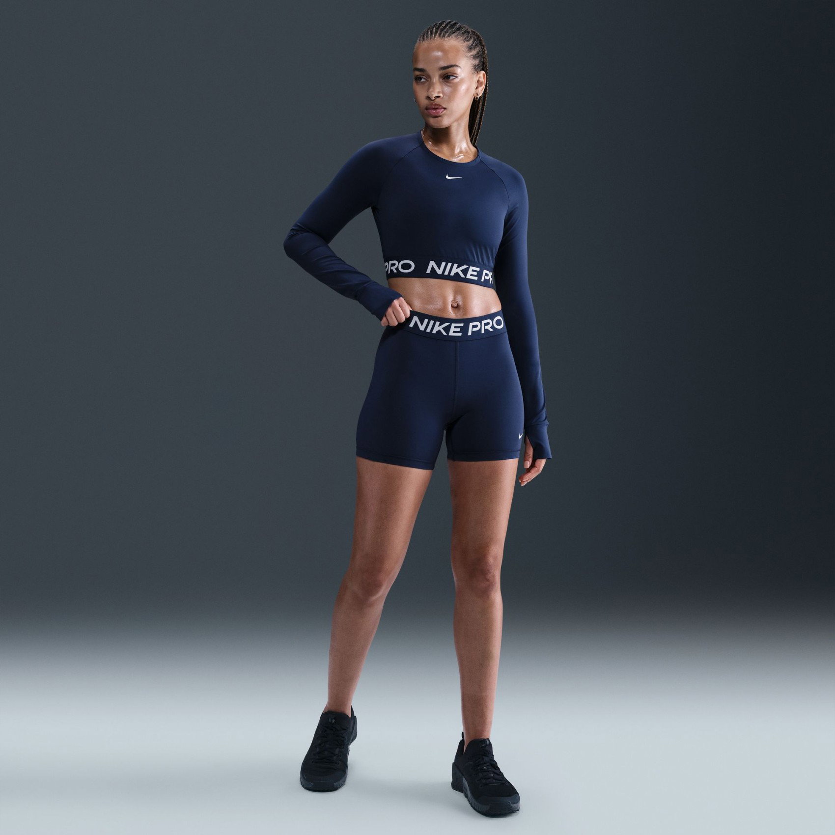 Nike Nike Pro Dri-FIT 365 Crop LS Kadın Lacivert Sweatshirt FV5484-410