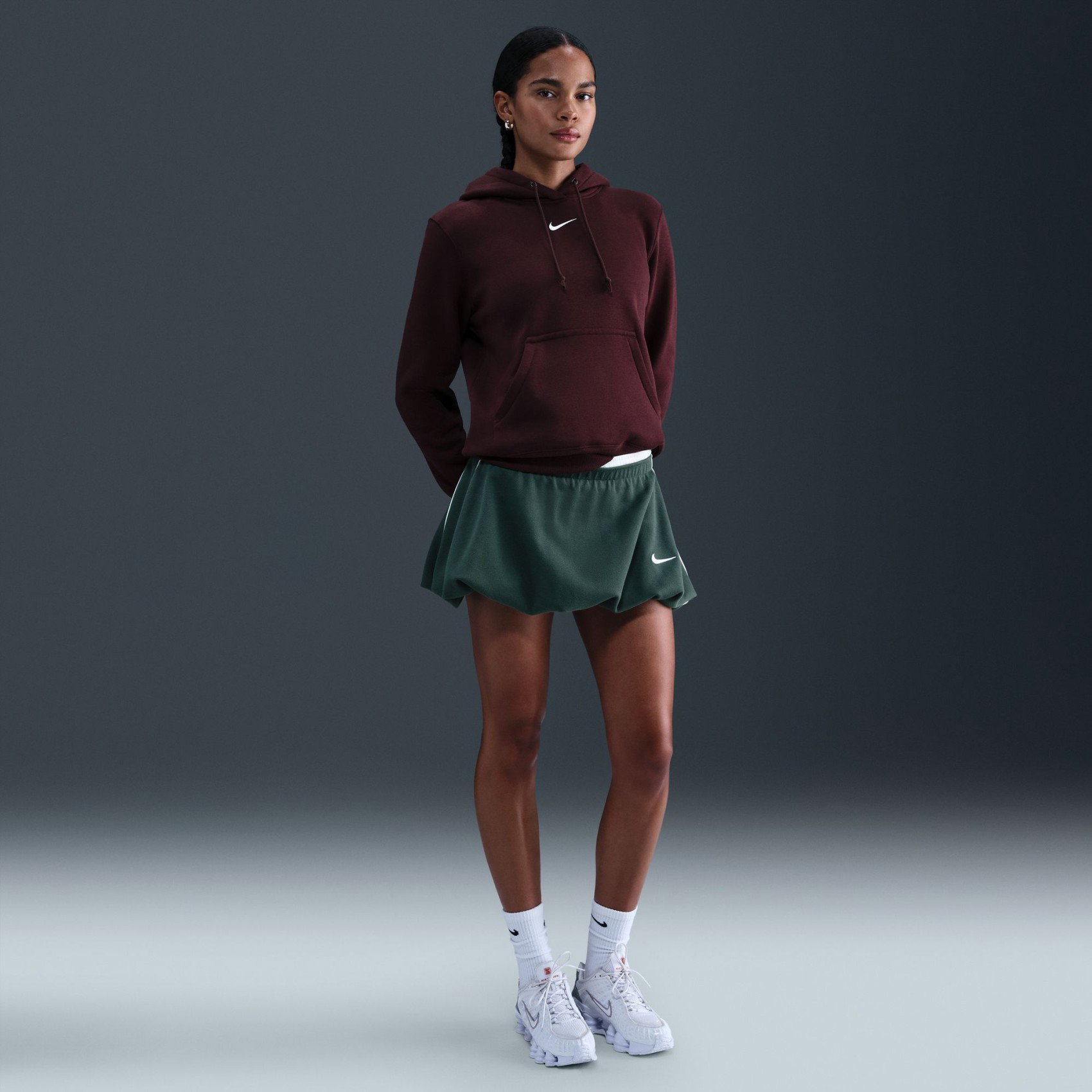 Nike Phoenix Fleece Std Po Hoodie Kadın Bordo Sweatshirt HF6839-652