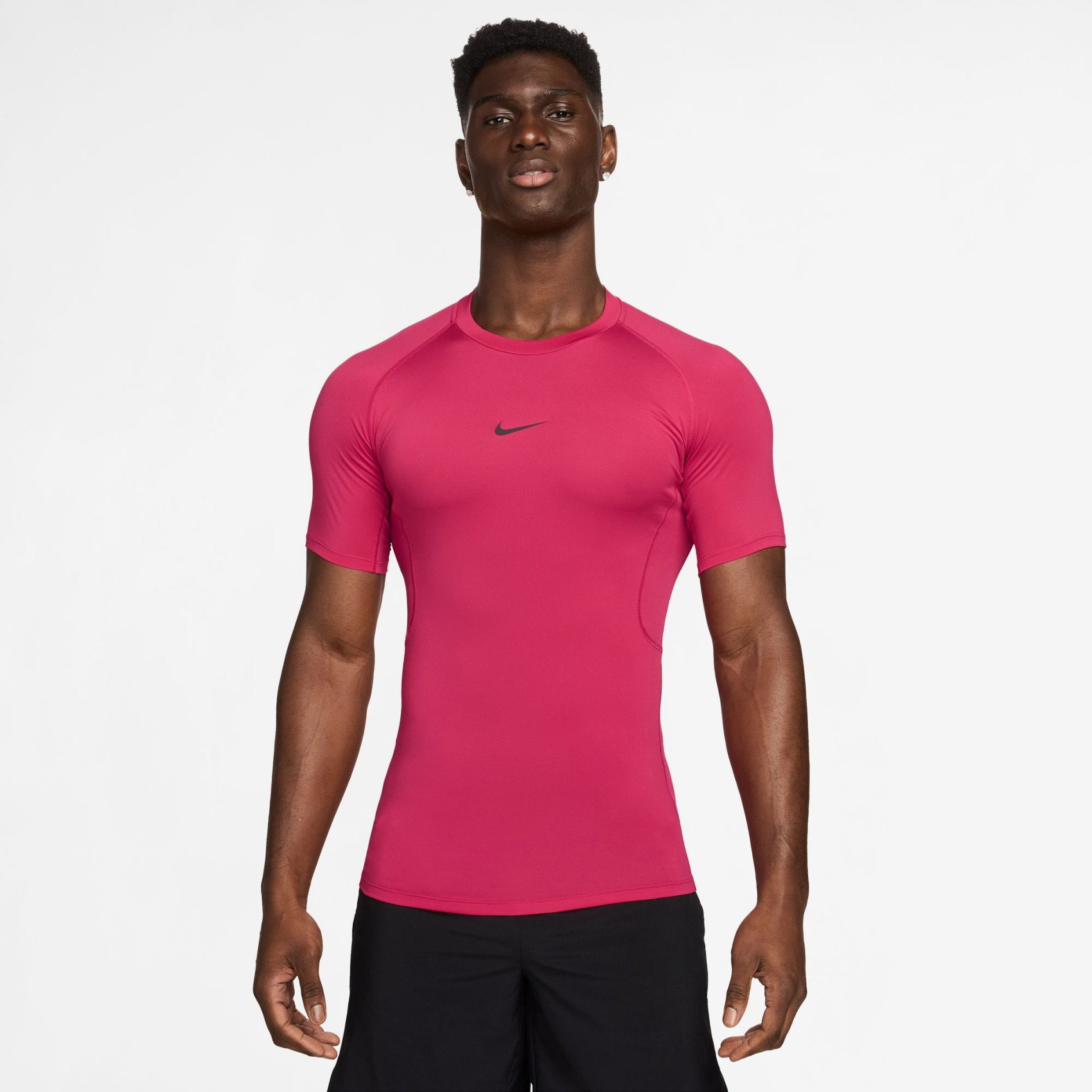 Nike Nike Pro Dri-FIT Tight Top Ss Erkek Pembe Tişört FB7932-666
